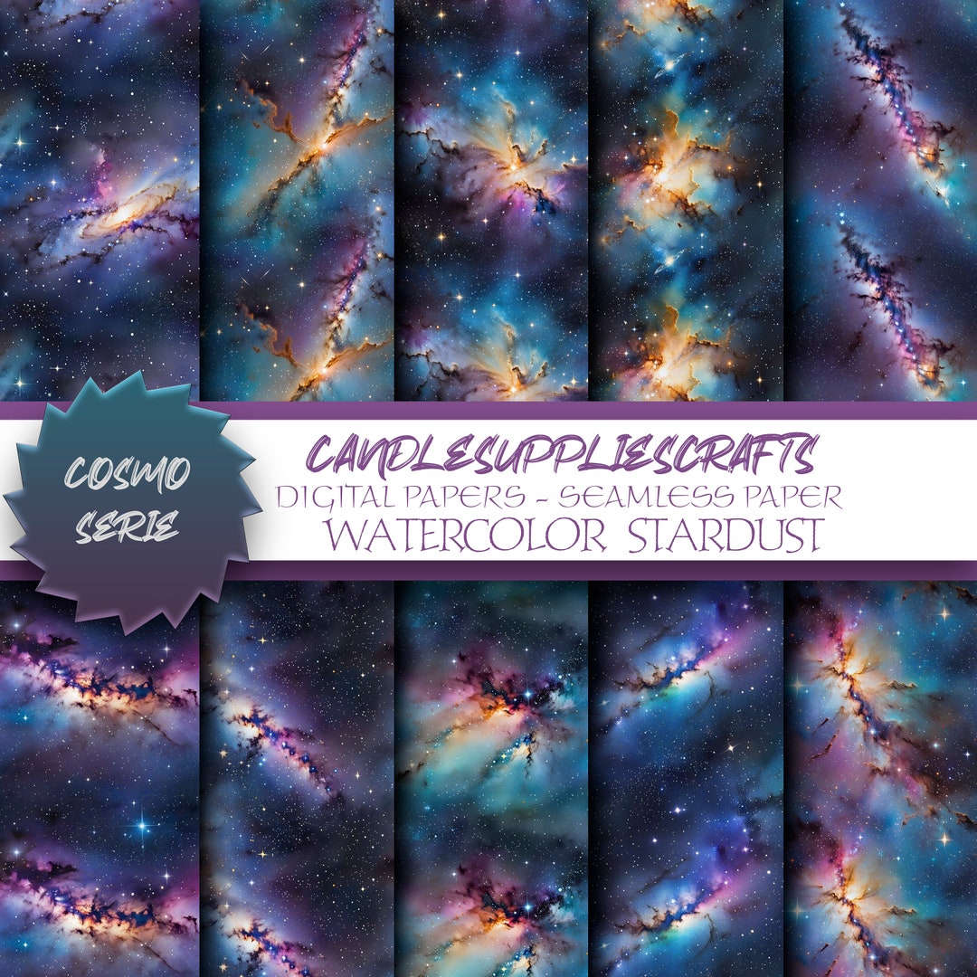 Watercolor Stardust Scrapbook Paper Pack 10 Pcs Galaxy Night Sky Cosmic ...