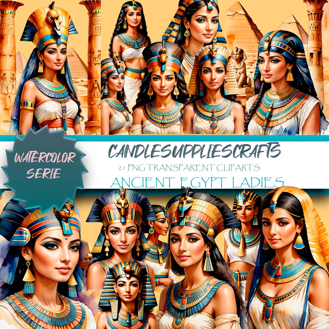 21pcs Bundle Watercolor Ancient Egypt Ladies Cliparts Commercial Use ...