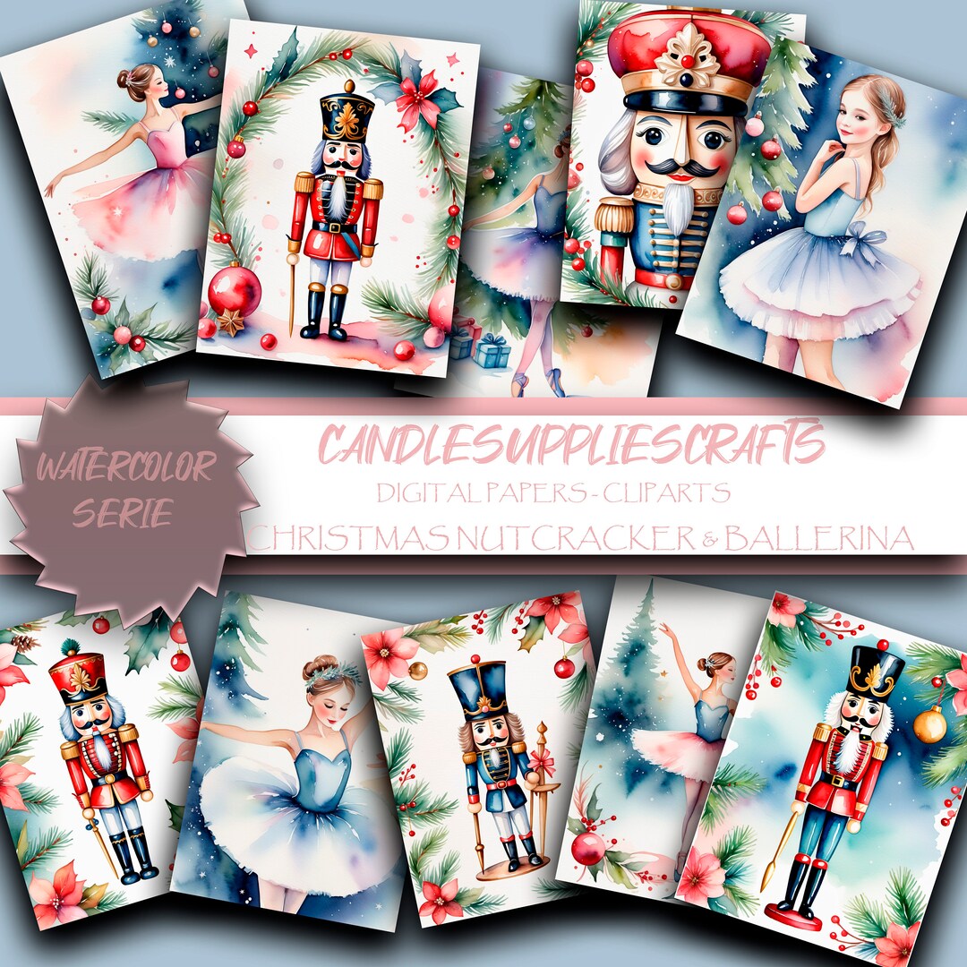 30pcs Bundle Watercolor Christmas Nutcracker & Ballerina Cliparts ...