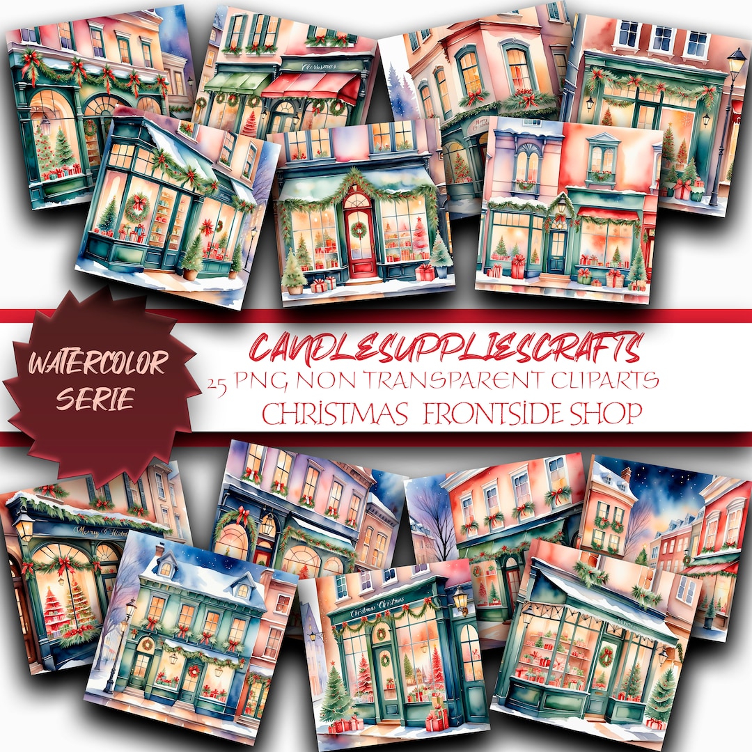 Holiday Clipart Bundle 25 Pcs Watercolor Christmas Frontside - Etsy
