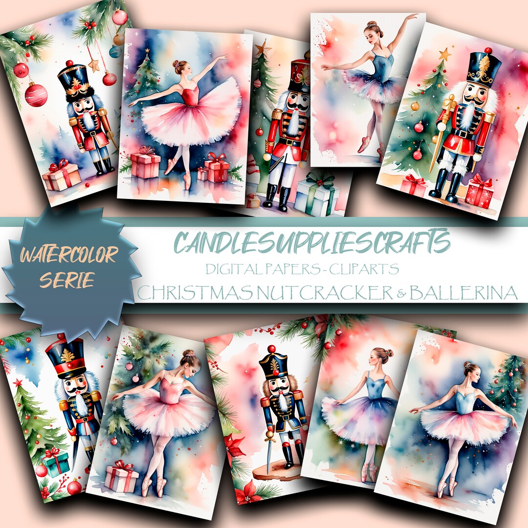 27 Pcs Bundle Watercolor Christmas Nutcracker & Ballerina Cliparts ...