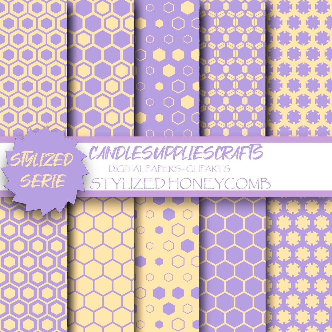 10 Pastel Stylized Honeycomb Theme Digital Paper Commercial Use Digital ...