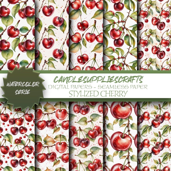 Cherry Digital Paper - Etsy