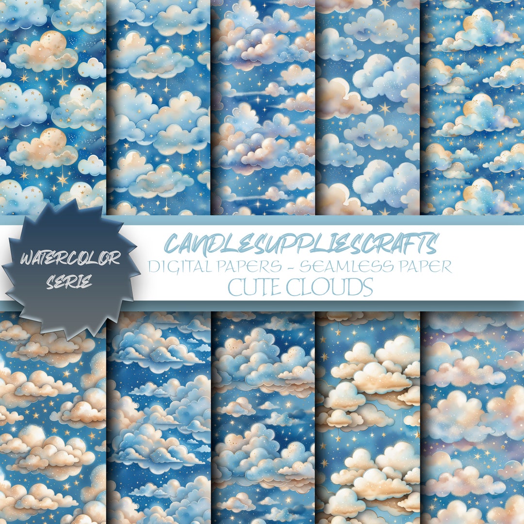 Whimsical Clouds Digital Paper Pack 10pcs Cartoon Cute Themes ...