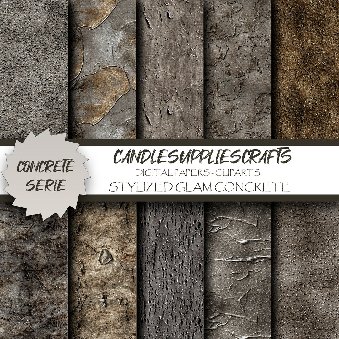 10 Stylized Glam Concrete Theme Digital Paper Commercial Use Digital ...