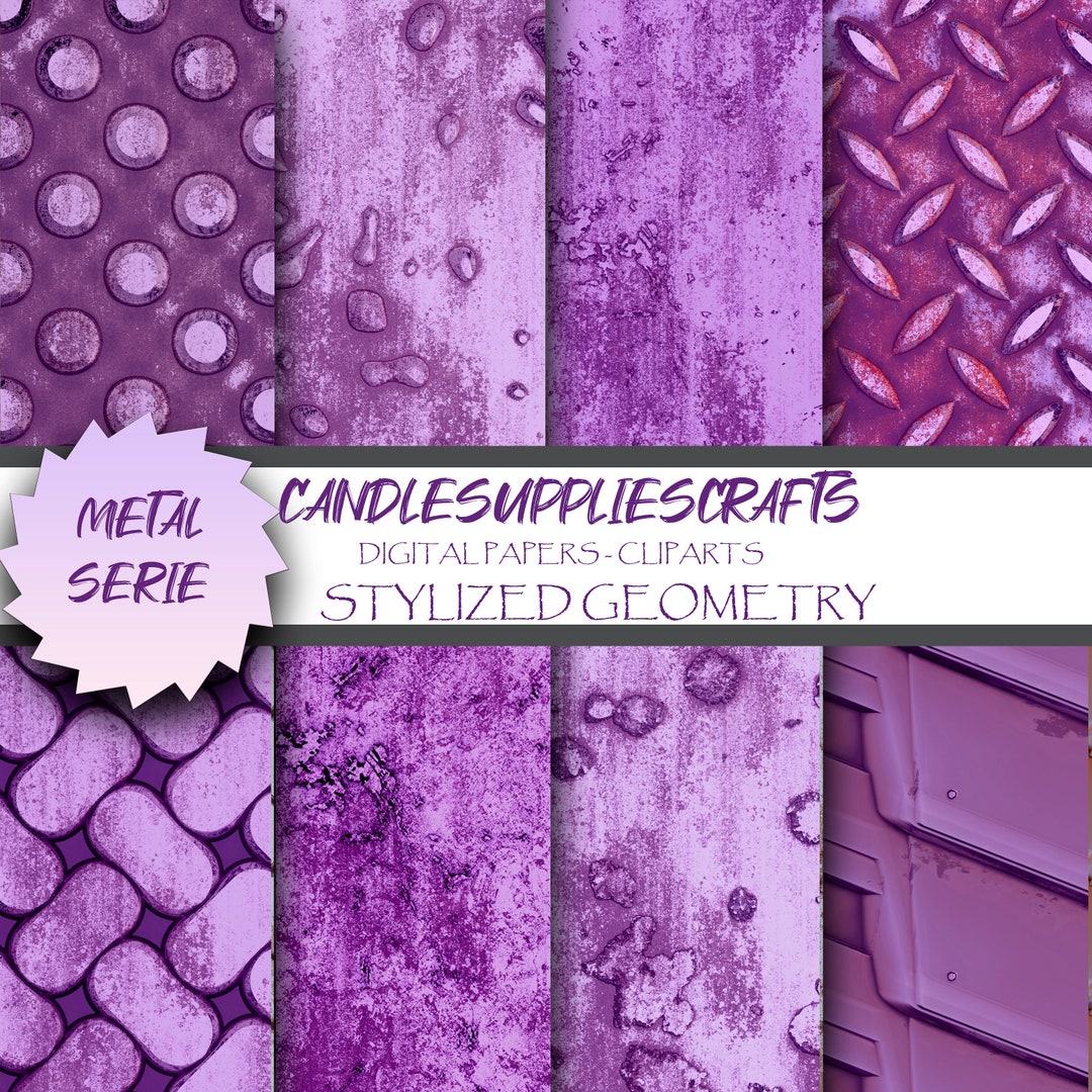 8 Violet Metallic Brushed Theme Digital Paper Commercial Use Digital ...