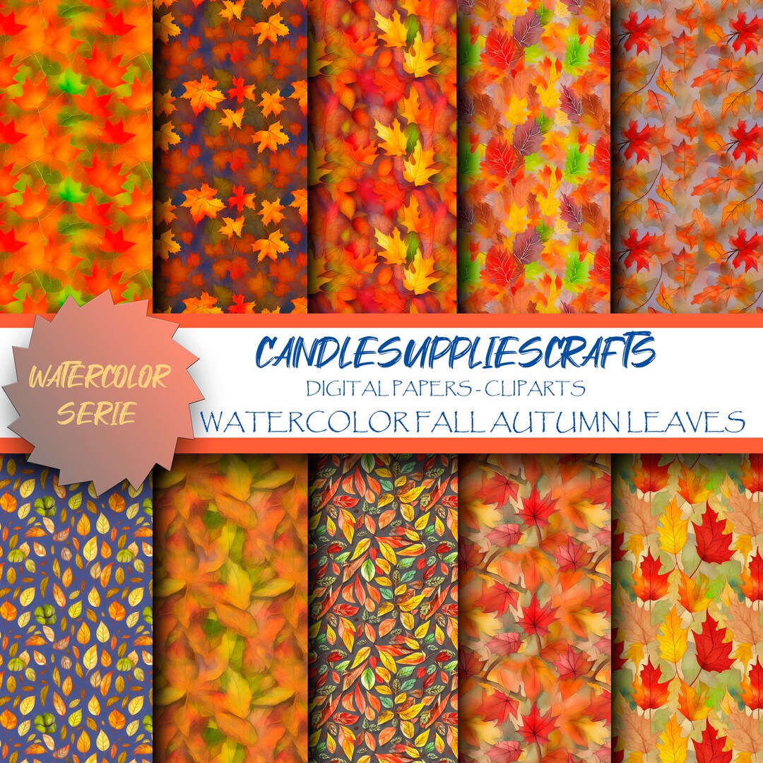 10 Watercolor Fall Autumn Leaves Theme Digital Paper - Etsy