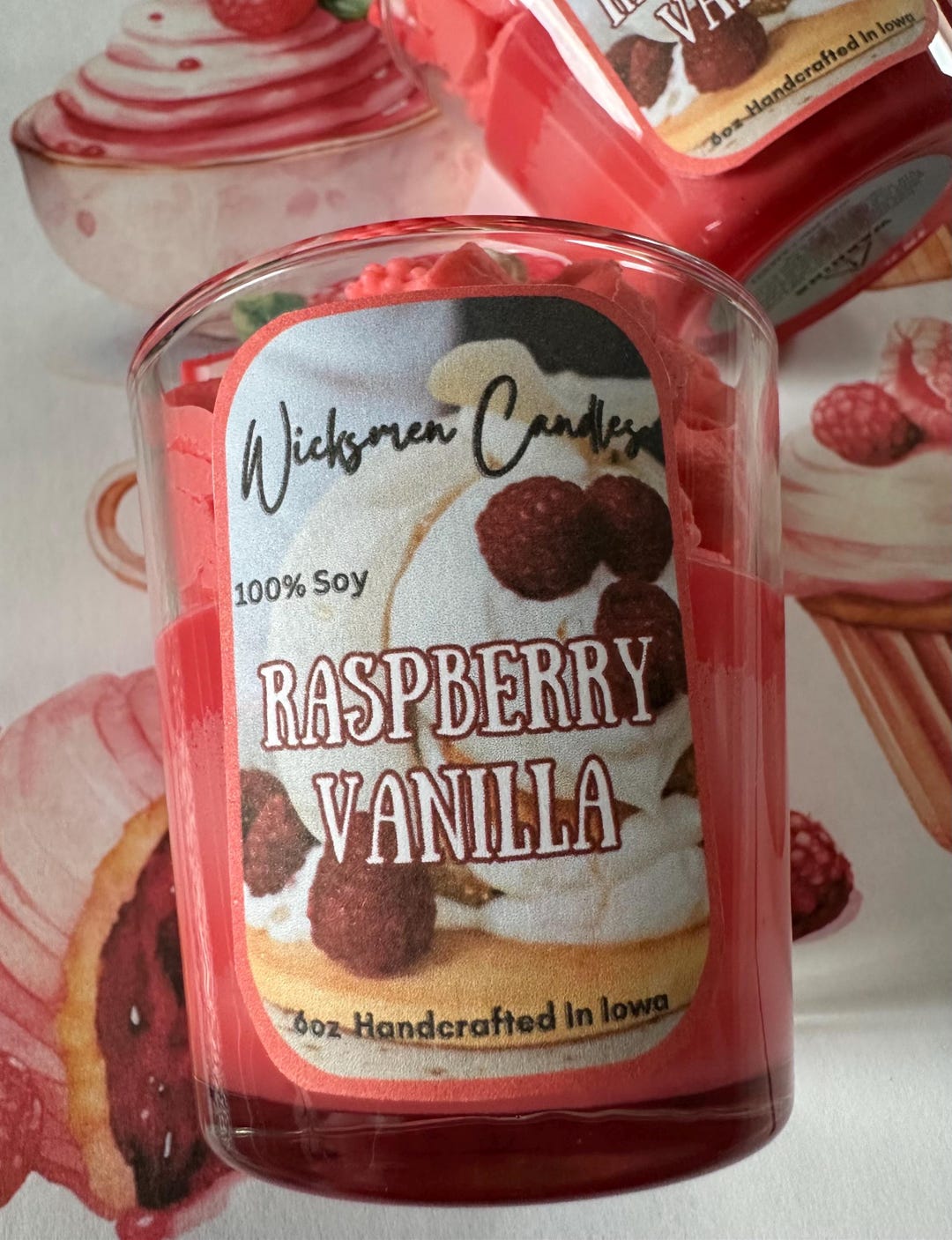 Raspberry Vanilla Dessert Candle | Soy Candle | Raspberry Candle ...