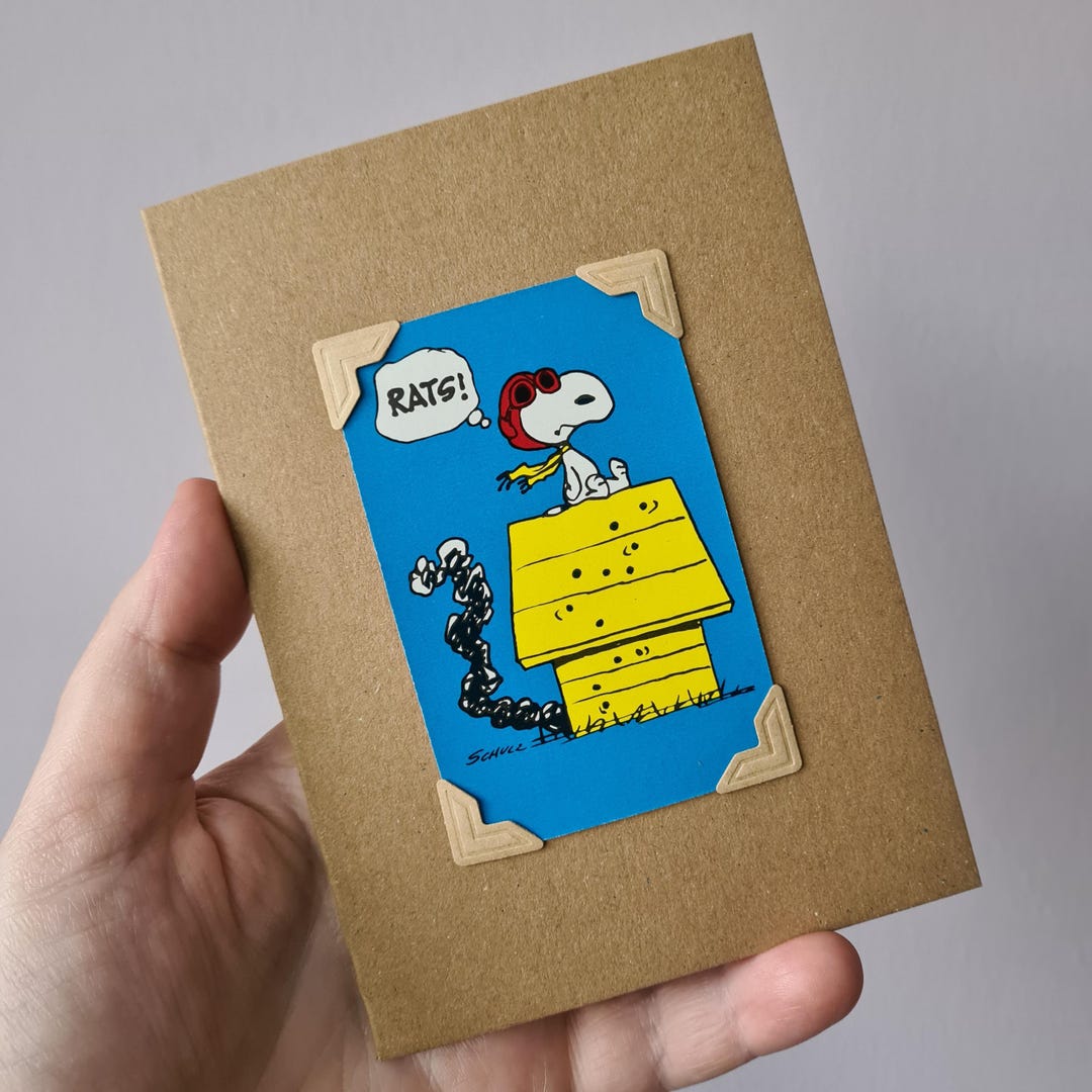 Snoopy Red Baron Card, Vintage Snoopy Greetings Cards, Handmade Snoopy ...