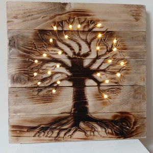 Pallet Wood Tree Wall Art, Light up Tree of Life, Wooden Wall Decor for ...