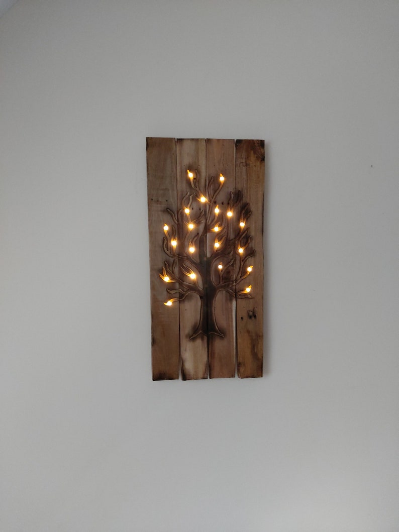 Pallet Wood Wall Art Light up Rustic Tree Wooden Nature - Etsy