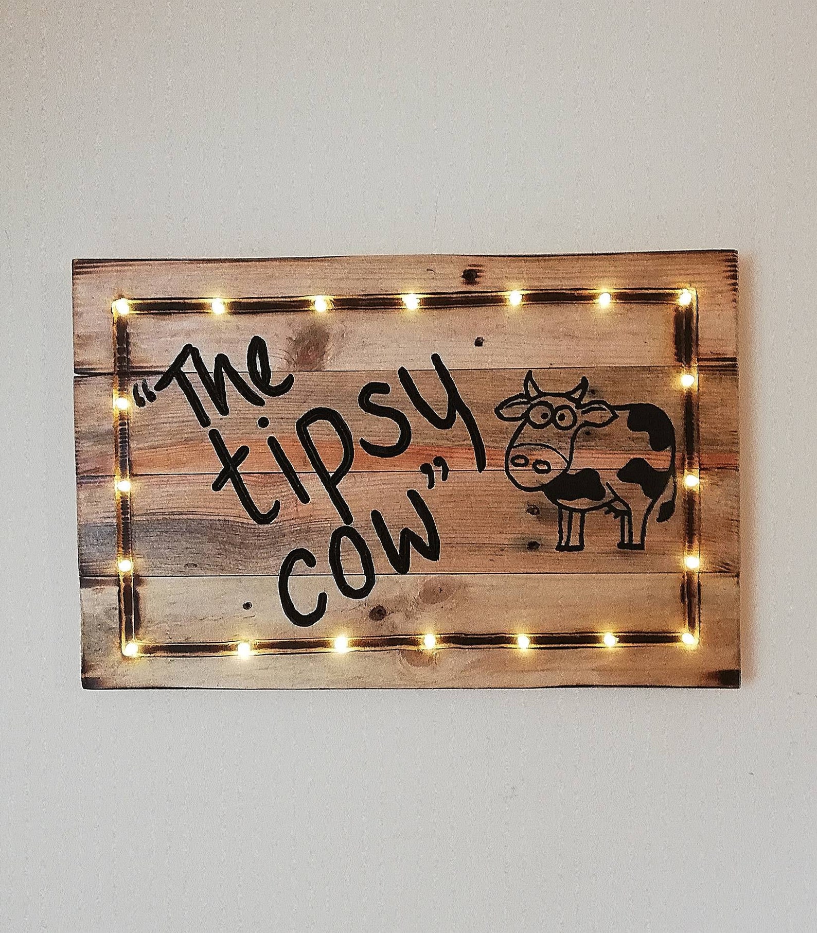 Tipsy Cow Bar Sign Large Light up Sign Pallet Wood Plaque - Etsy UK