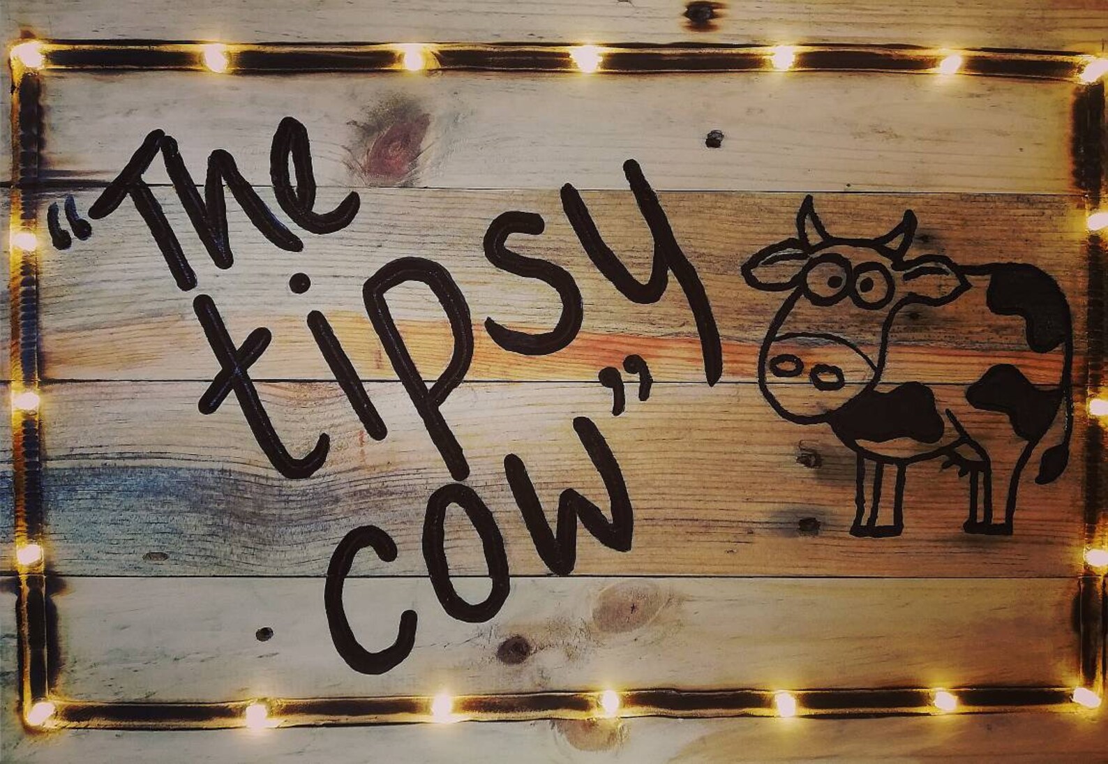 Tipsy Cow Bar Sign Large Light up Sign Pallet Wood Plaque - Etsy UK