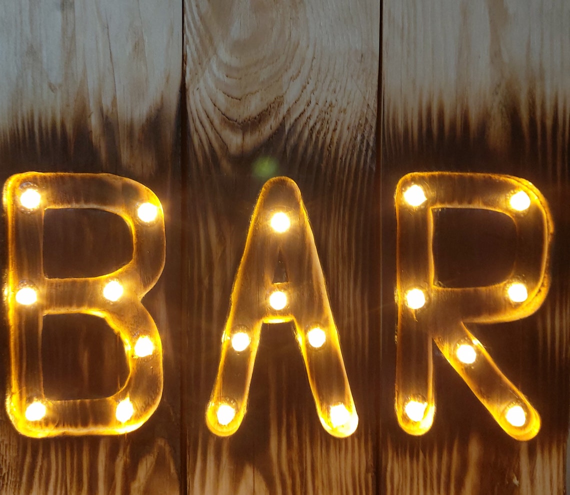 Personalised Bar Sign Light up Pallet Wood Bar Sign Drinks | Etsy UK