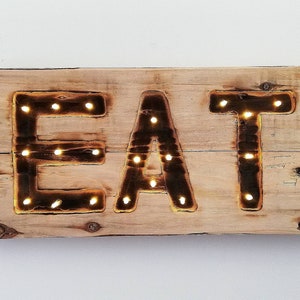 EAT Kitchen Light up Sign Pallet Wood Sign Rustic Wooden - Etsy UK