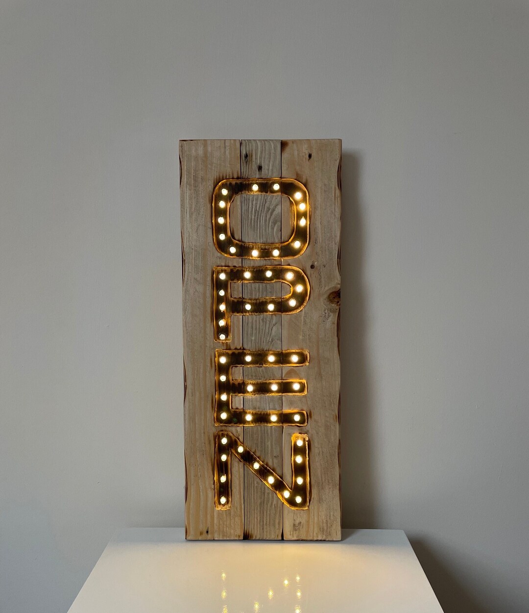 OPEN Light up Sign Pallet Wood Plaque Business Sign Pub - Etsy