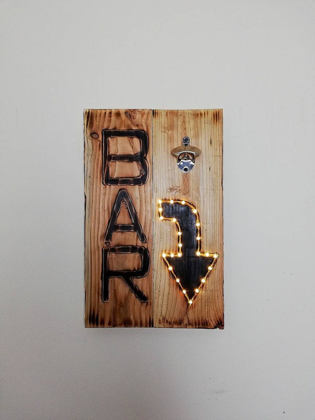 Arrow Light up Bar Sign With Bottle Opener Pallet Wood - Etsy