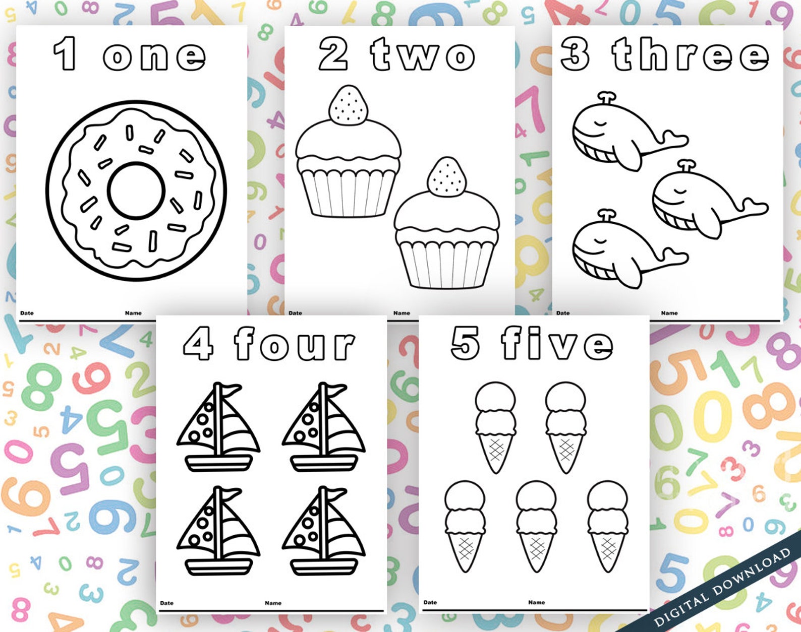 Toddler Educational Teaching Print Numbers 1-10/ 22 Sheets - Etsy Sweden