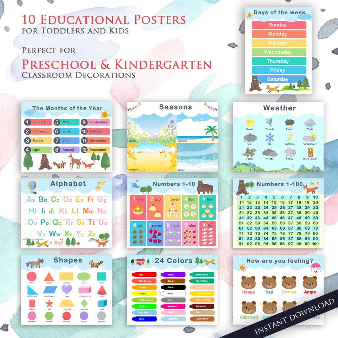 Kids Learning 10 Educational Posters for Kids Room - Perfect for ...
