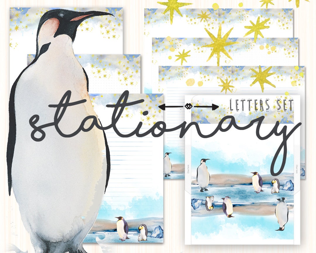 Beautiful Ocean Letterset, Penguin Stationery, Penguin Memo Paper With ...