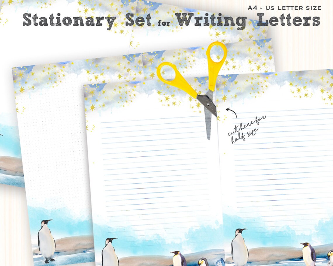 Beautiful Ocean Letterset, Penguin Stationery, Penguin Memo Paper With ...