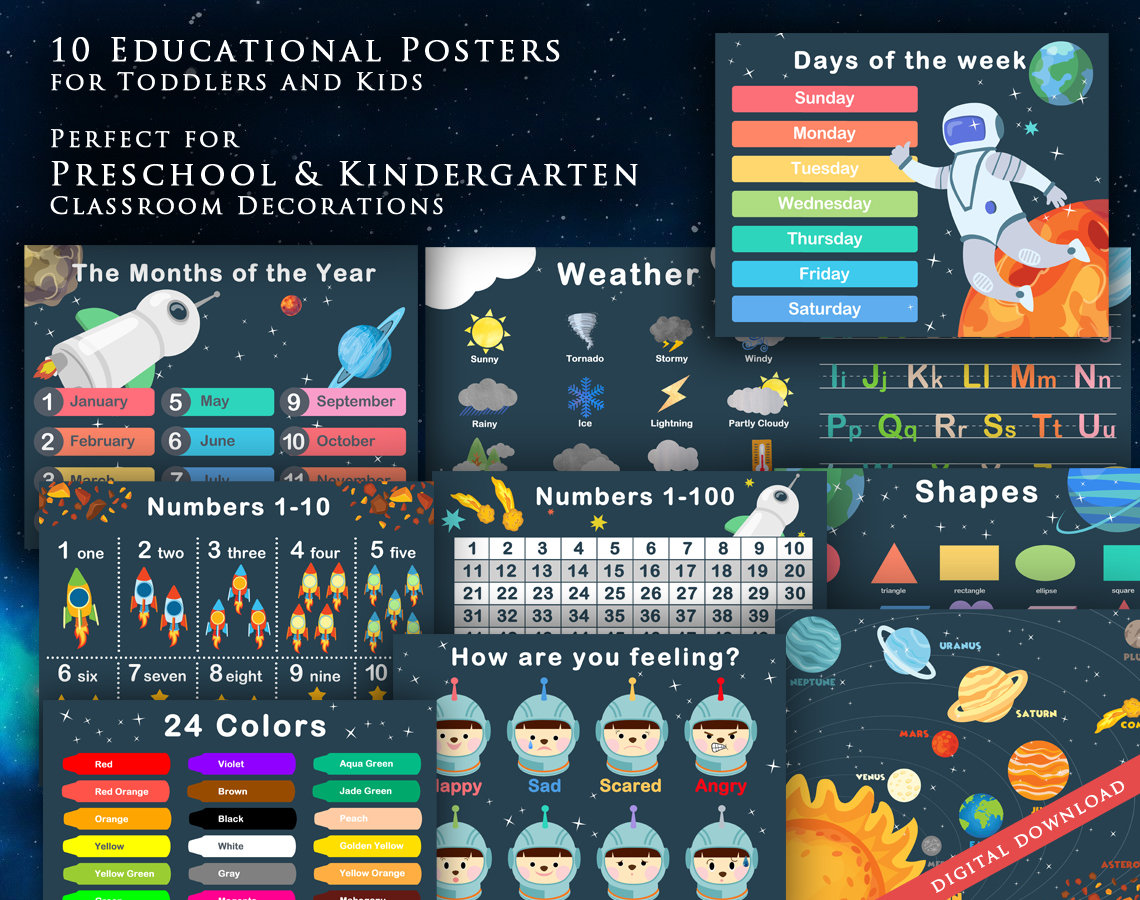 Galaxy Kids Learning 10 Educational Posters - Perfect for Children ...