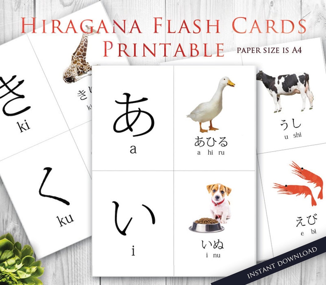 Hiragana Flash Card, Learn Japanese for Beginner - DIGITAL DOWNLOAD ...