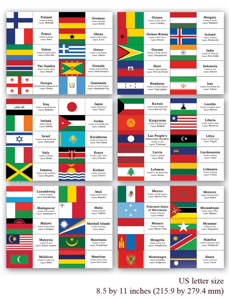 PDF files Learn for Beginner DIGITAL DOWNLOAD 195 Countries Flash Cards ...