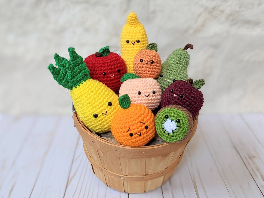 CROCHET PATTERN: Fruit Basket Play Food, Amigurumi Banana, Apple ...