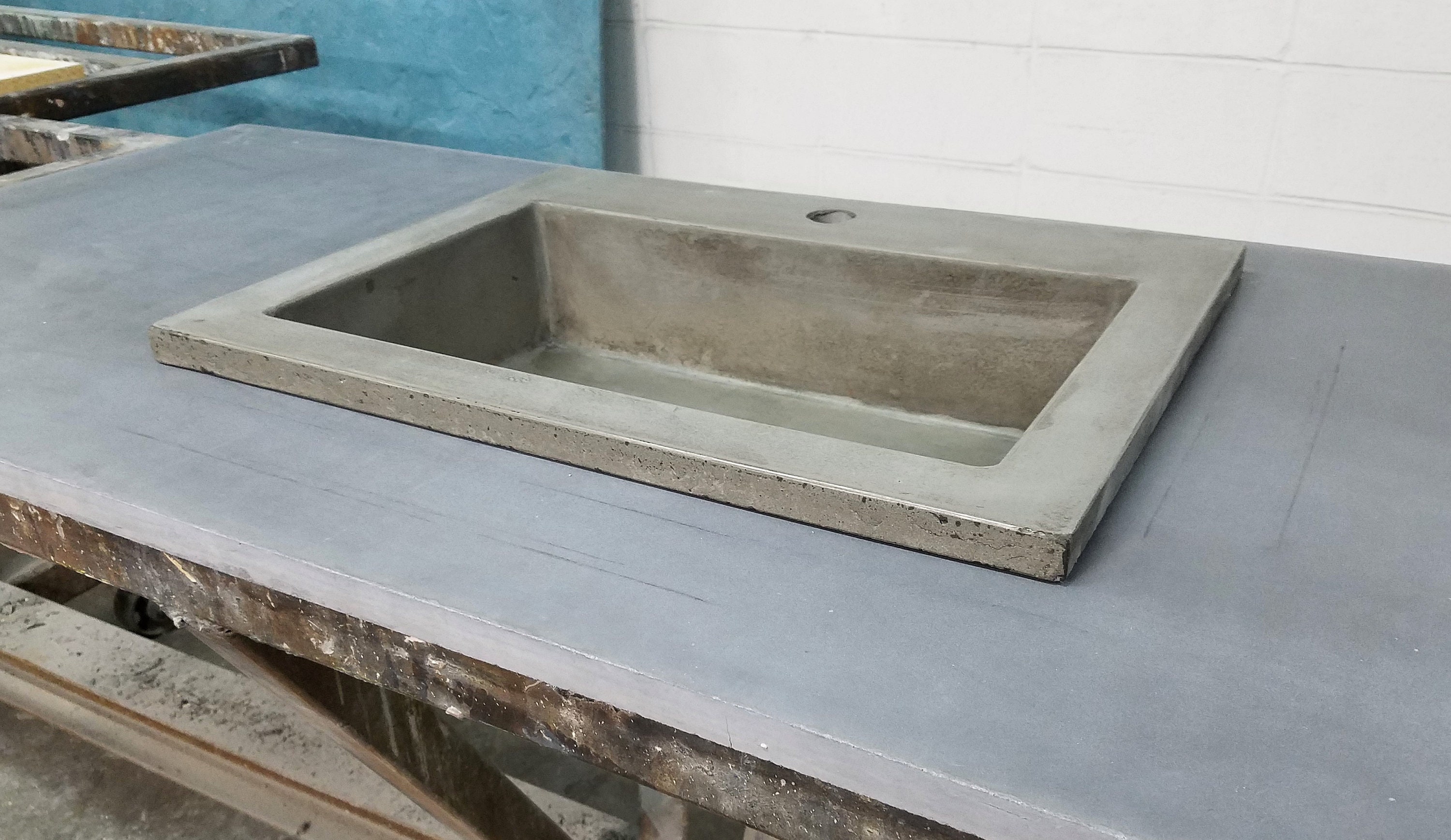 Concrete Vessel Sink - Drop-in Concrete Vanity Sink, Rectangle - Etsy