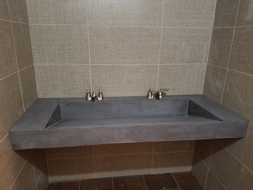 Ramp Style Trough Sink, Double Vanity, Bathroom Vanity, Commercial ...
