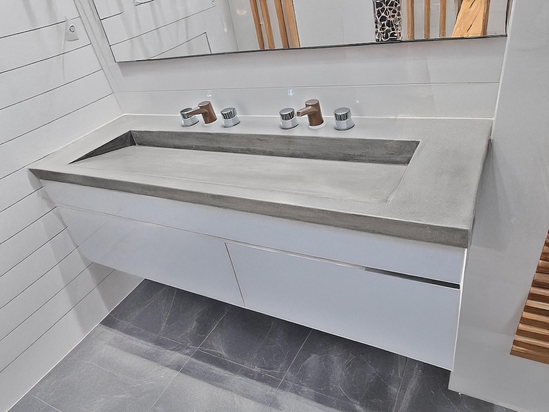 Concrete Ramp Trough Sink, Double Vanity, Modern Bathroom - Etsy