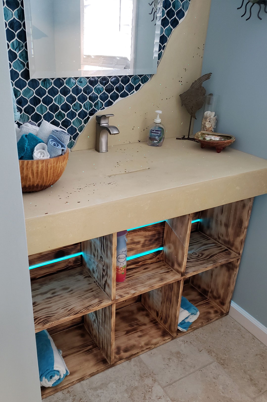 Buy Artisanal Zero Depth Vanity Sink Luxurious Natural Concrete Online ...