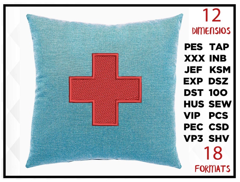 Red Cross Embroidery Design, 12 SIZES, 18 FORMATS, Machine Embroidery ...