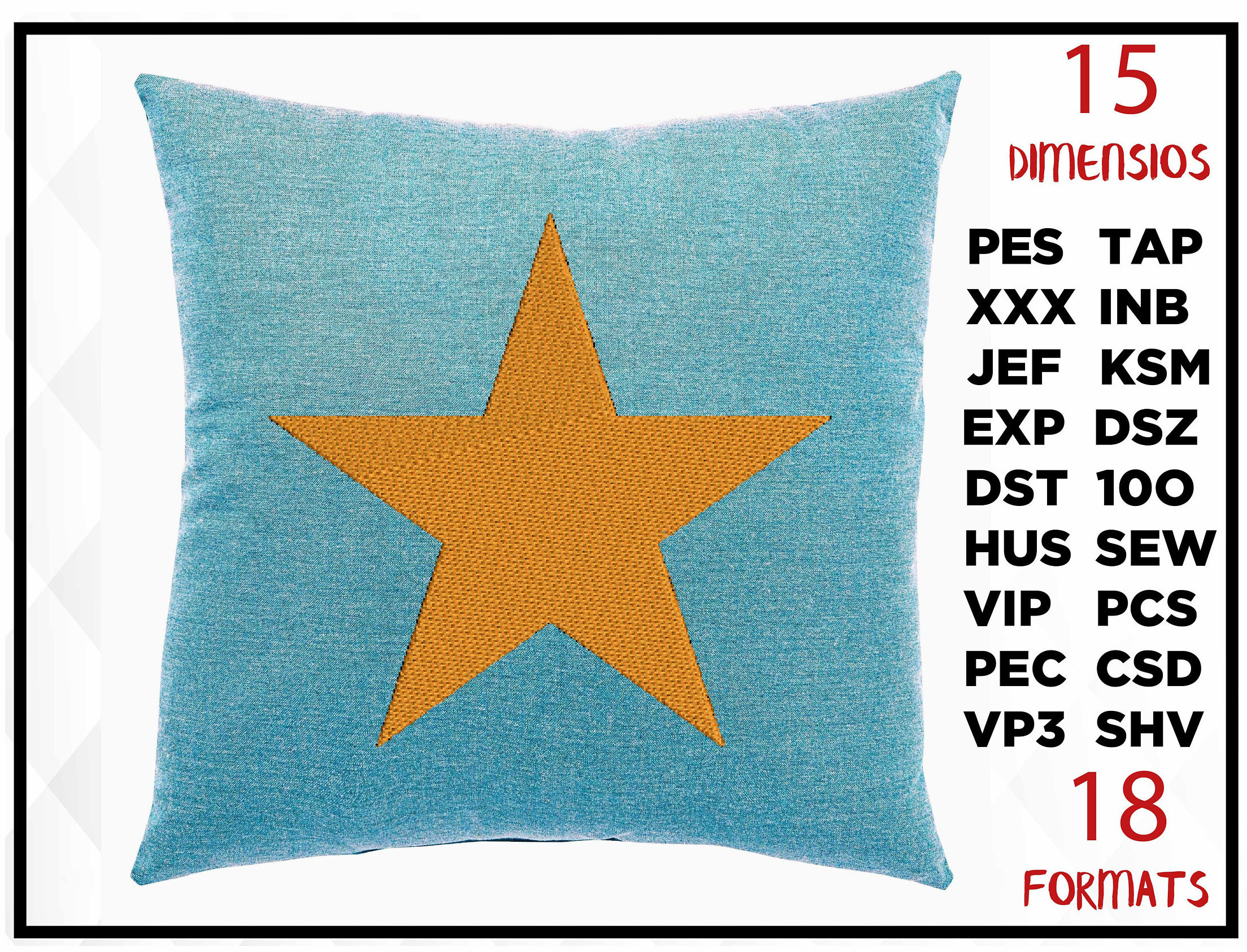 15 Sizes Star Embroidery Design, Machine Embroidery Star Designs, Star ...