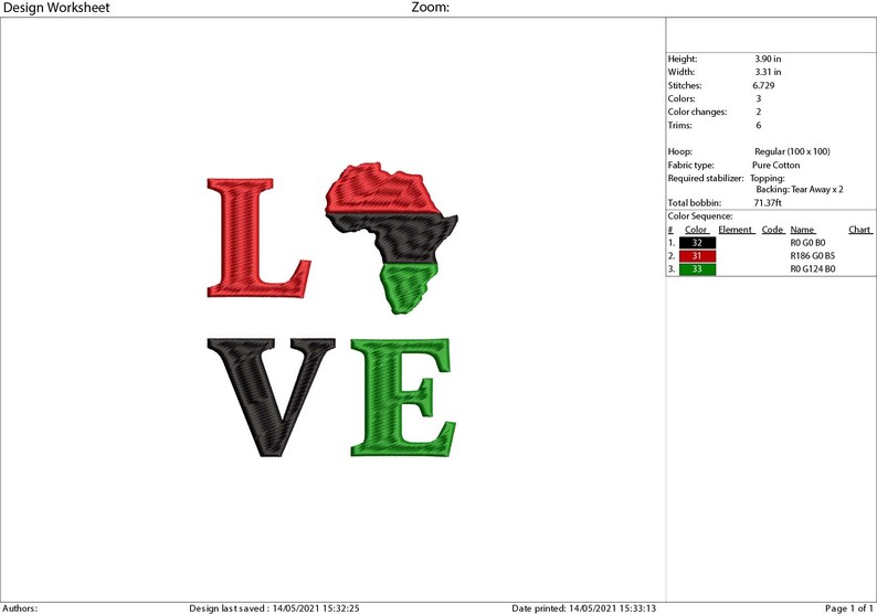 Embroidery Love Africa, Machine Embroidery Design EXP, PES, HUS, Pcs ...