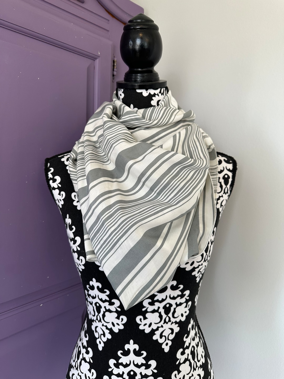 Light Grey Stripped Wild Rag Made Buckaroo Scarf Fashion Scarf Made by ...