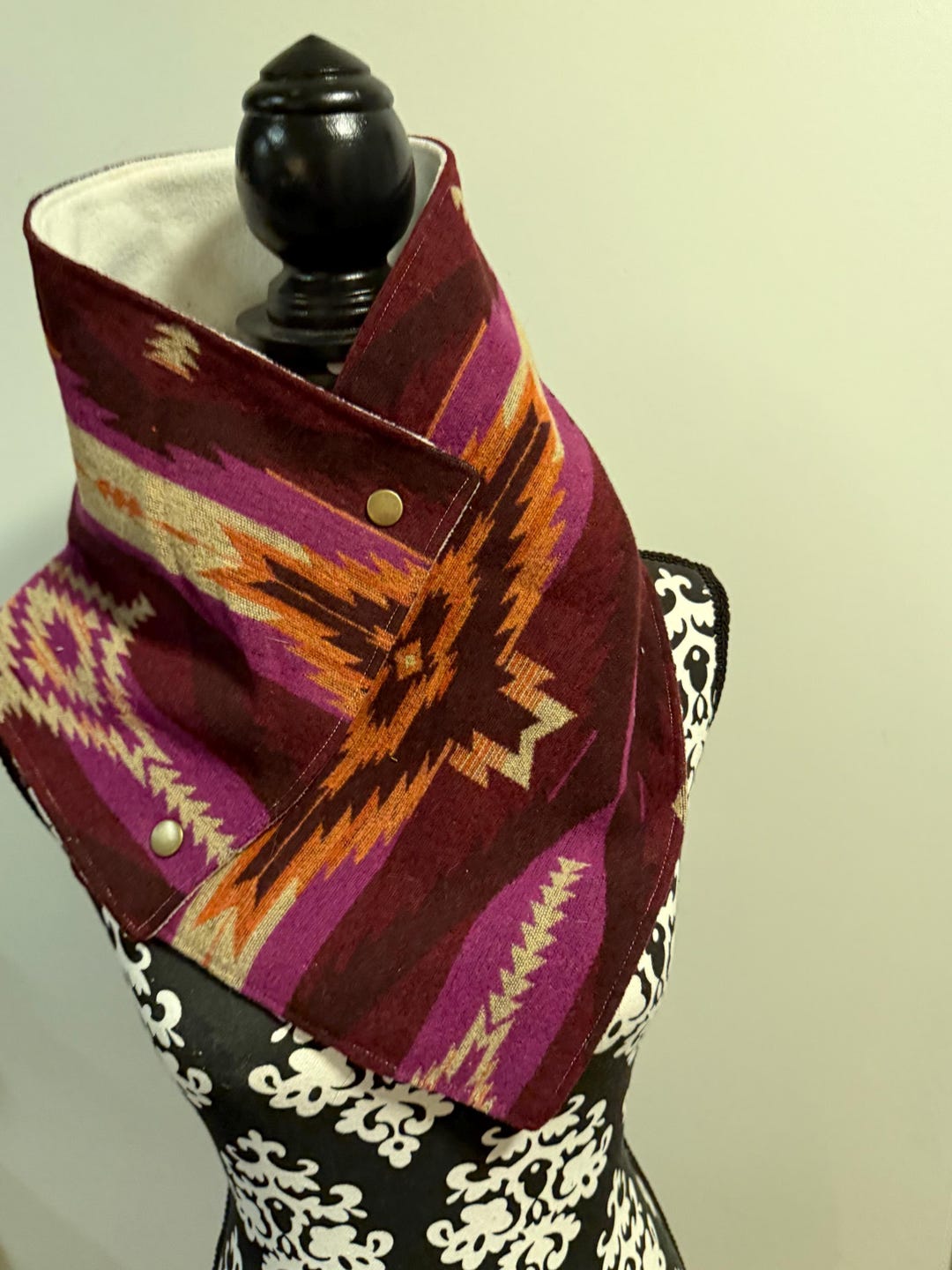 Western Wool Blend Cowl Maroon Pink and Orange Aztec Print - Etsy