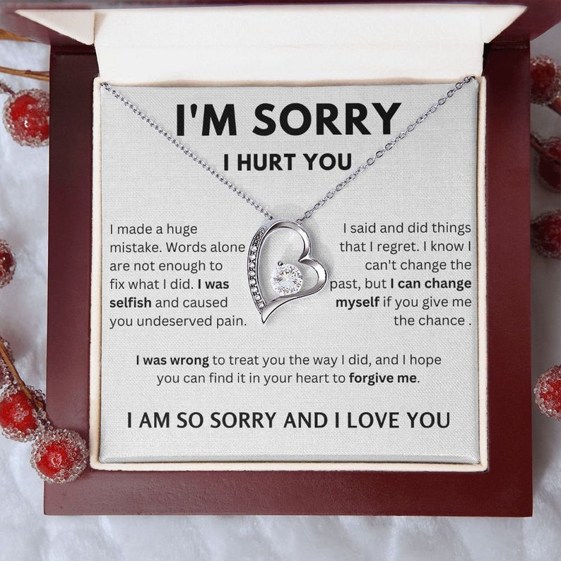 Apology Gift Necklace for Her | I Am Sorry Message With 14k Necklace ...