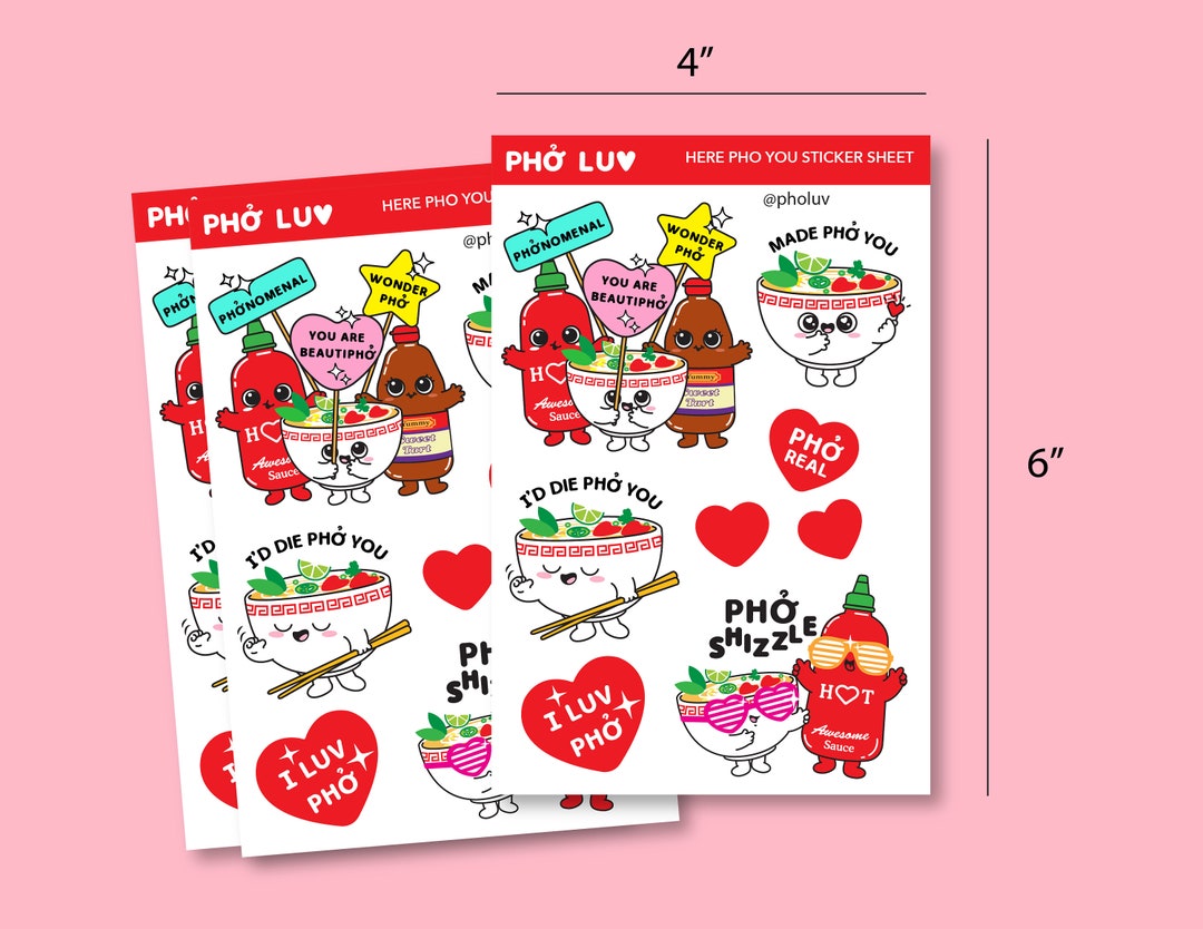 Pho Vinyl Sticker Sheet Made Pho You Pho Luv - Etsy