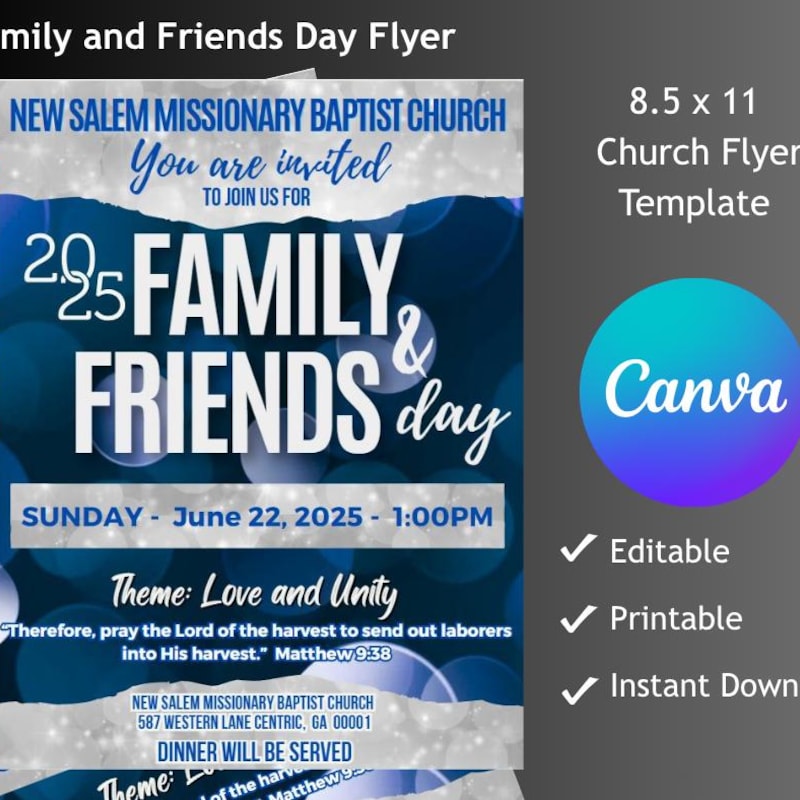 Family and Friends Day Program Template - Etsy