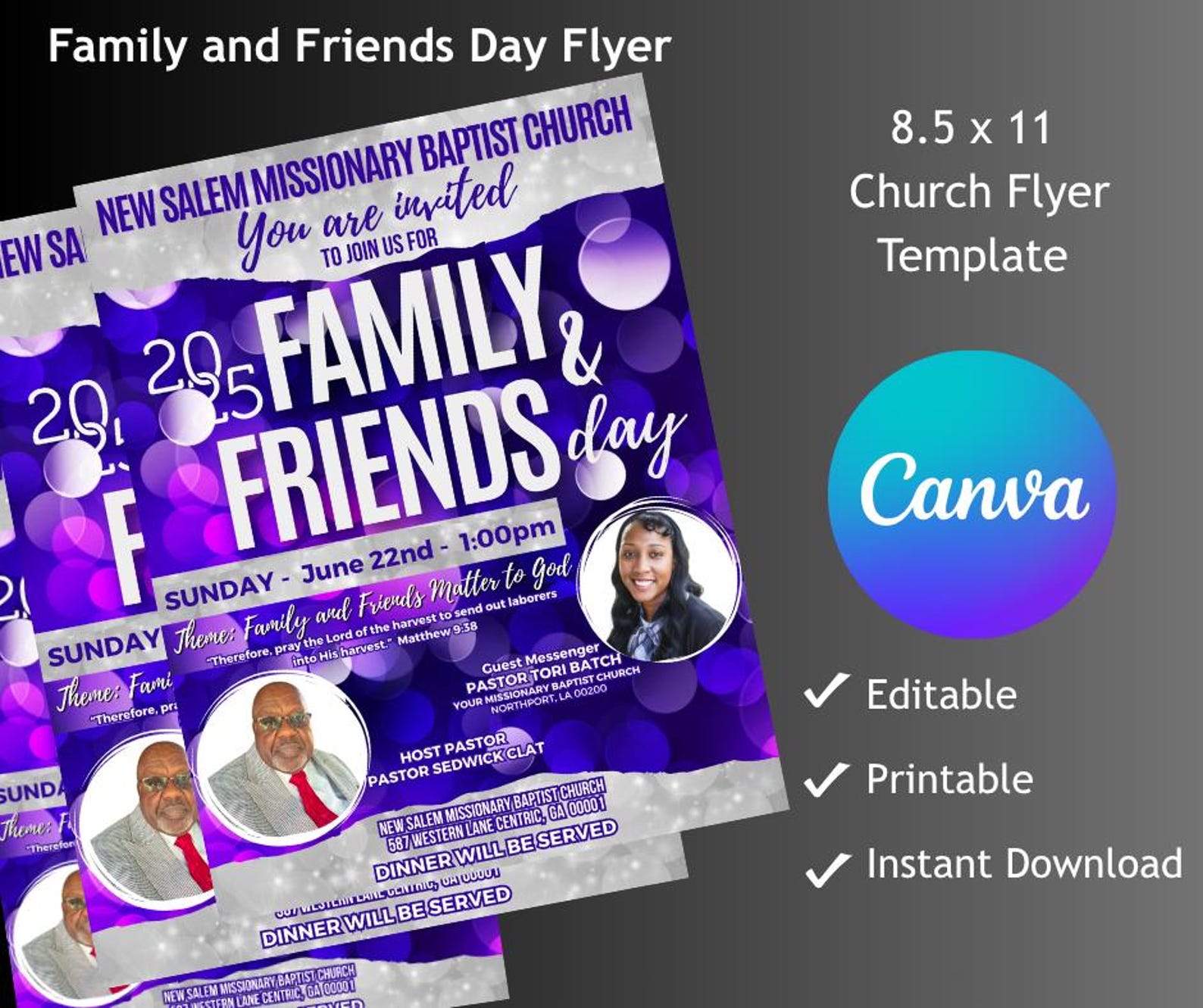 Family and Friends Day Church Flyer, Digital Printable Evite - Etsy