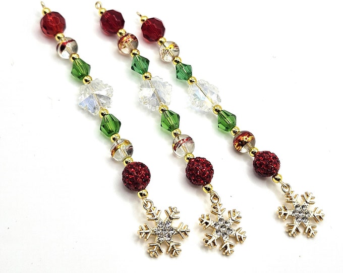 Christmas Tree Decorations, Red Green and Gold Icicle Glass Beaded ...