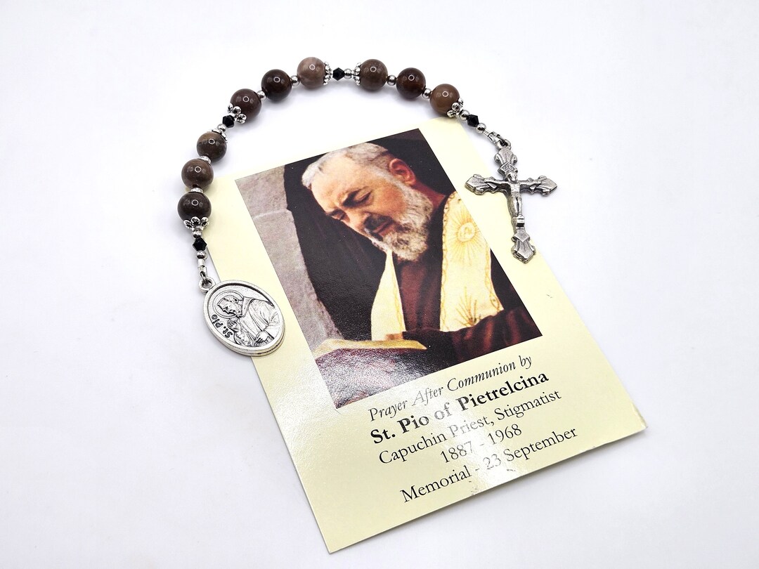 Handmade Padre Pio, Rosary Chaplet, Brown Gemstone Chaplet, Saint of ...