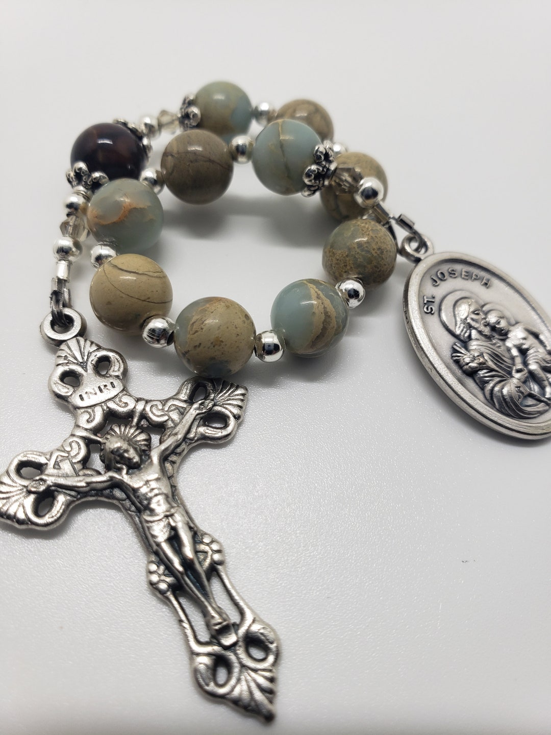 Handmade St Joseph One Decade Rosary, Patron Saint of Fathers, Blue and ...