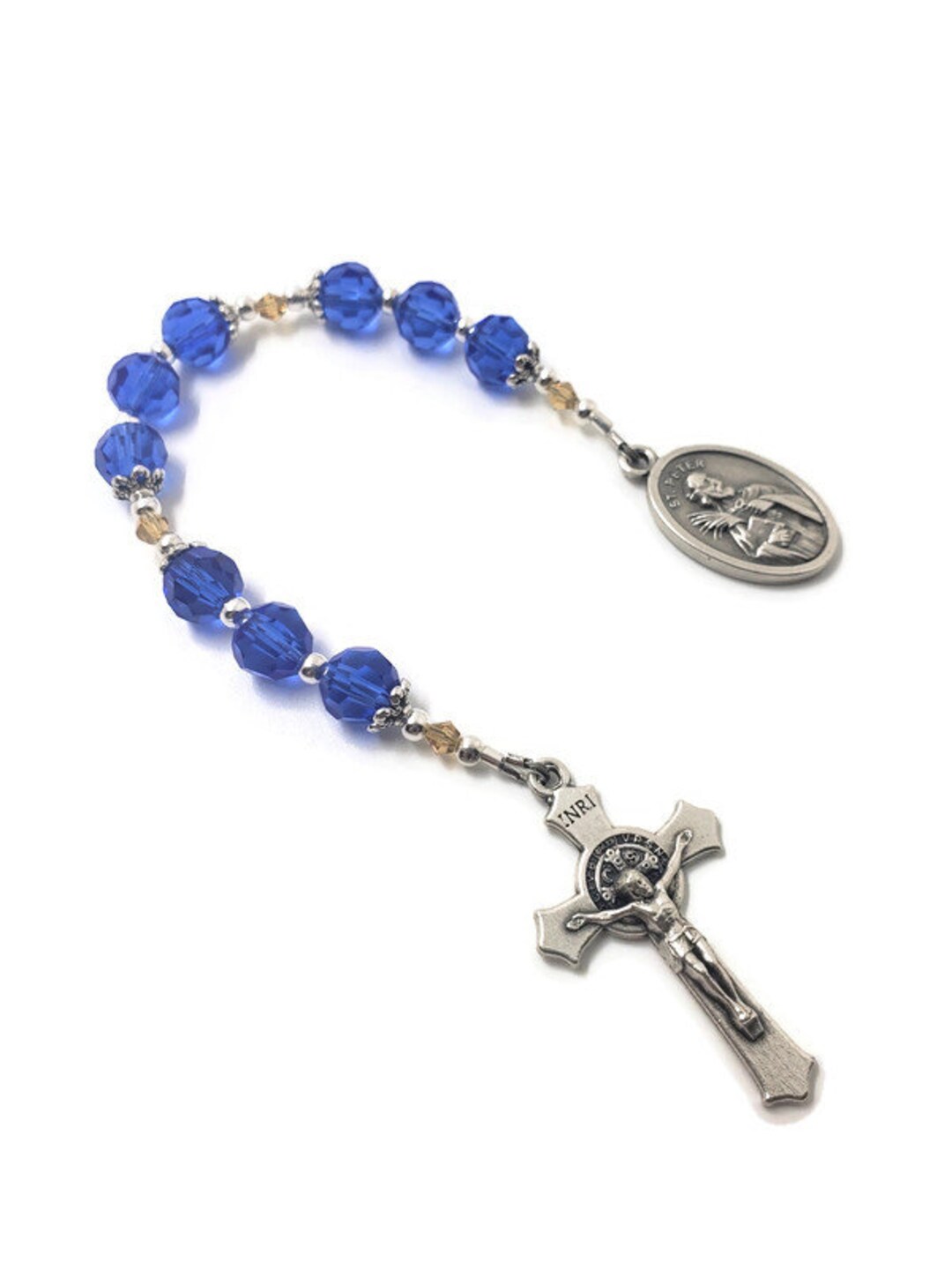 St. Peter the Apostle Rosary Chaplet, Blue and Gold Chaplet, Patron ...