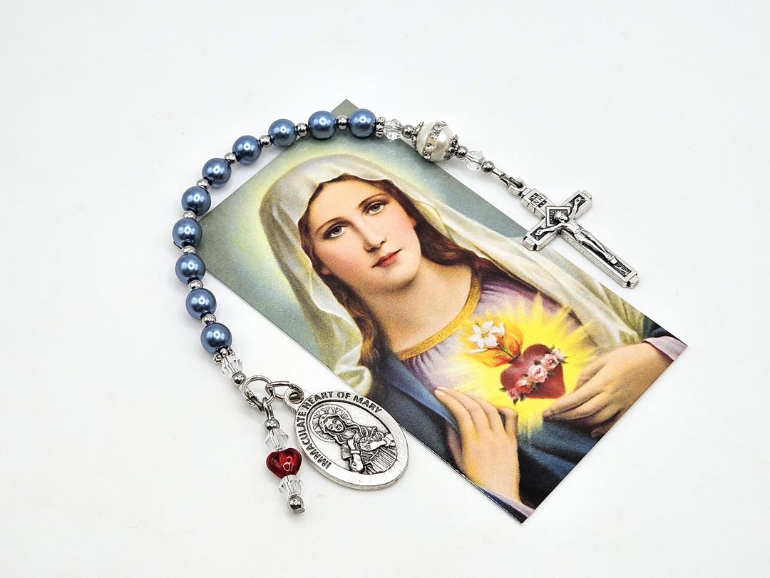 Immaculate Heart of Mary Blue One Decade Rosary, Pearl Devotional ...
