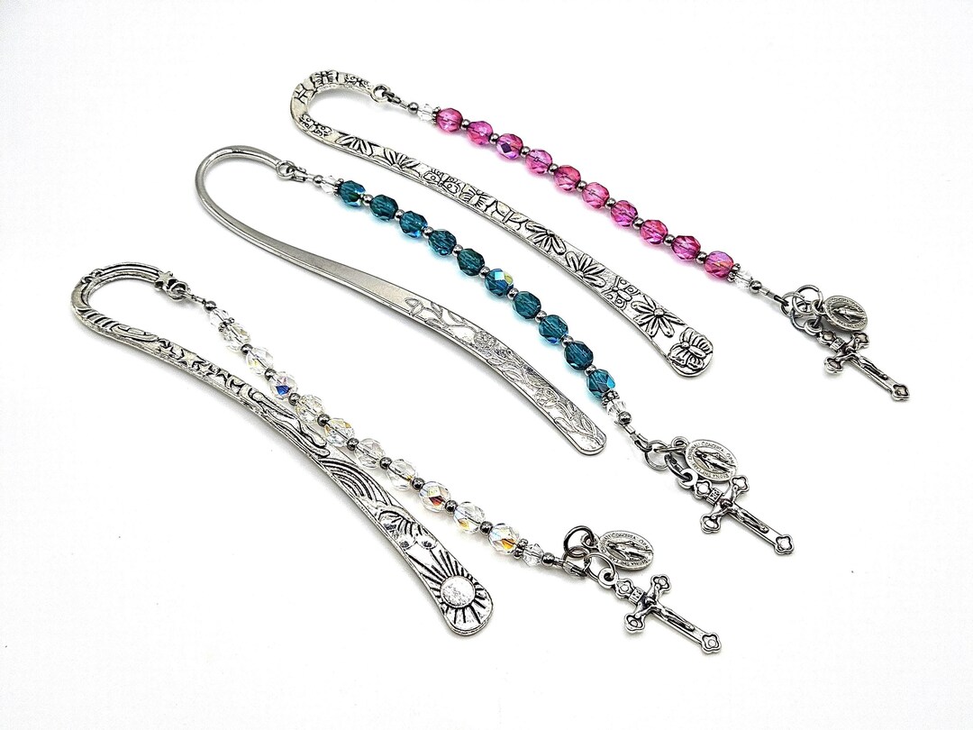 Shepherd's Hook Glass Beaded Bookmark, Rosary Bookmark, Christian Gift ...