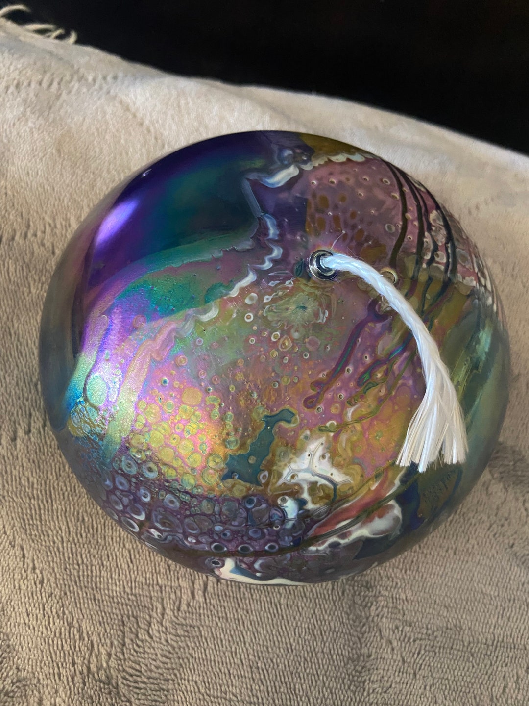 Gorgeous Glasshouse Paperweight Oil Lamp Large Iradescent Art Glass G