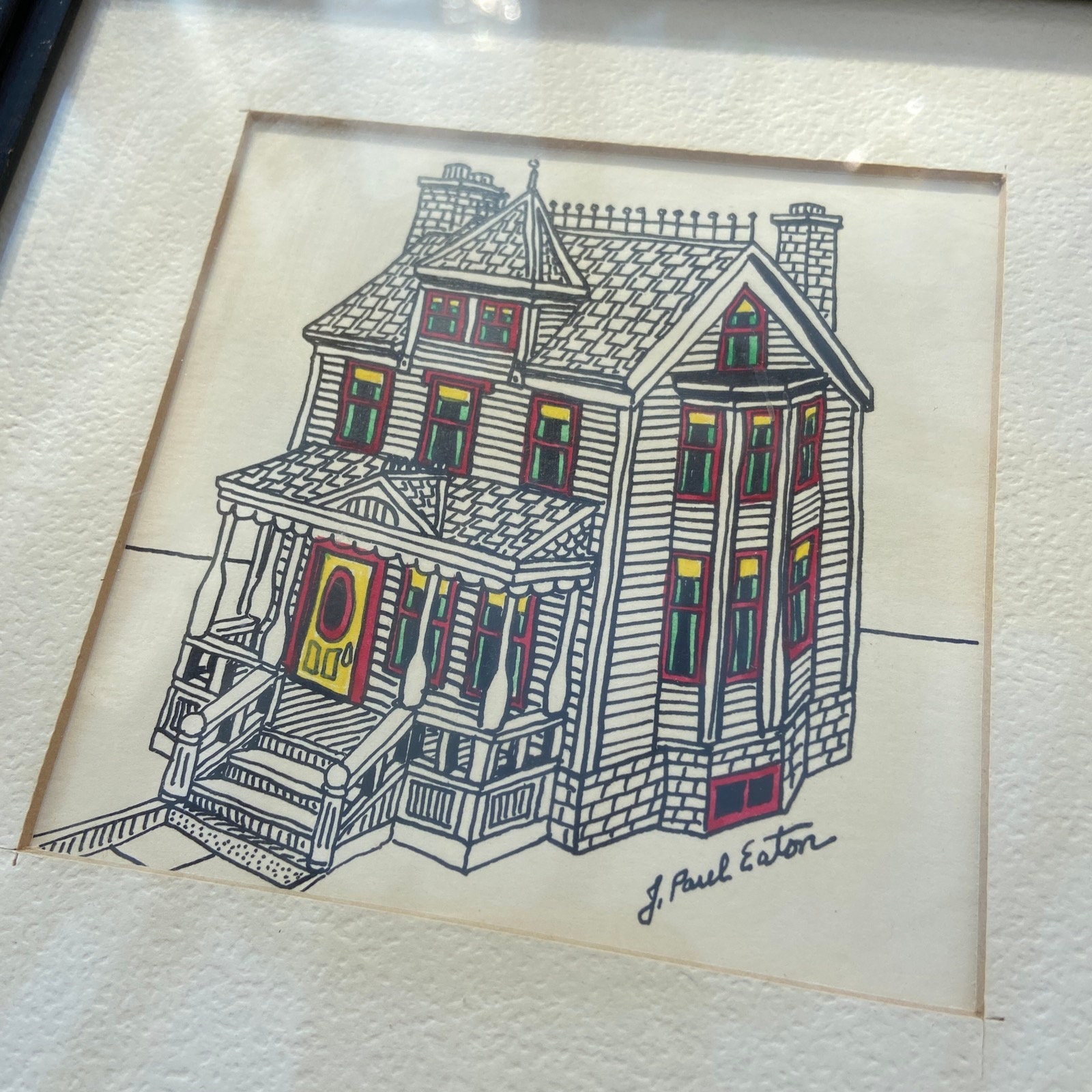 Ink and Color House Drawing by Artist J. Paul Eaton. Item is - Etsy